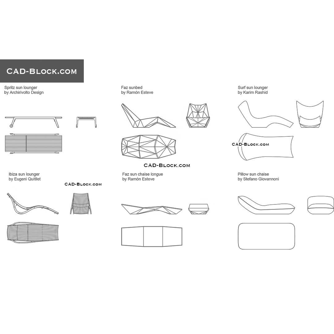 Sun Lounger - CAD Blocks, AutoCAD, DWG