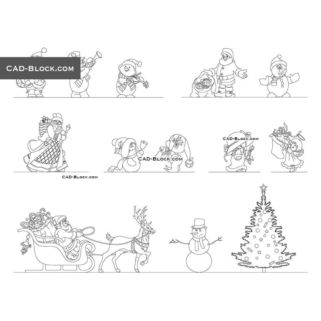 Christmas Set - CAD Blocks, AutoCAD, DWG