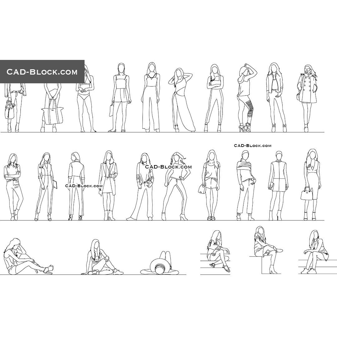 Girls. Set 2 - CAD Blocks, AutoCAD, DWG