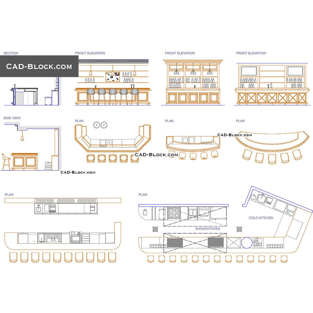 Bar Design - CAD Blocks, AutoCAD, DWG