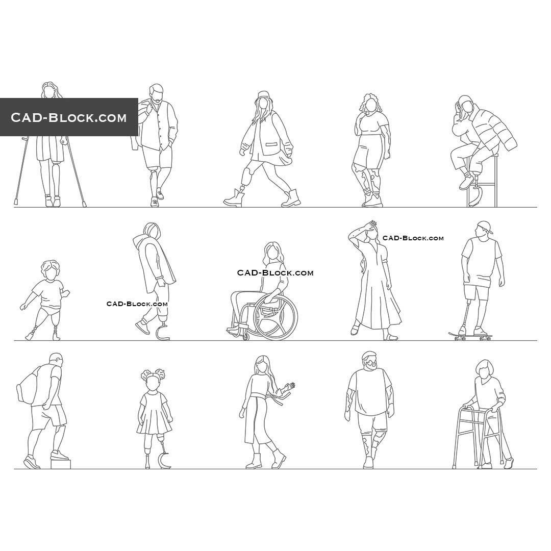 Disabled Person - CAD Blocks, AutoCAD, DWG