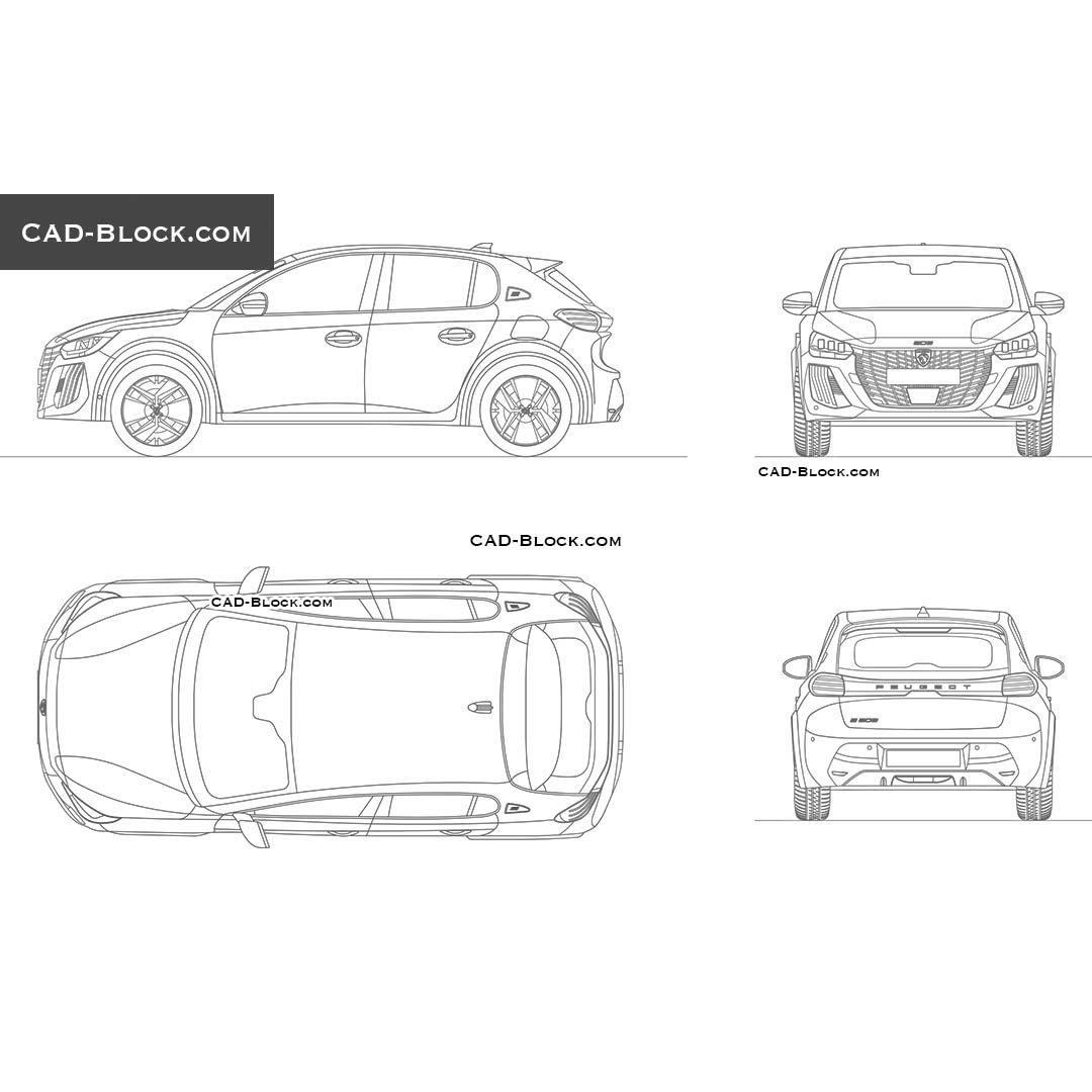 Peugeot e-208 GT - Vector Drawing