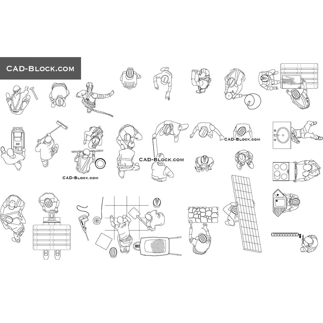 Autocad Blocks Dwg Construction Worker Architect Engineer Construction