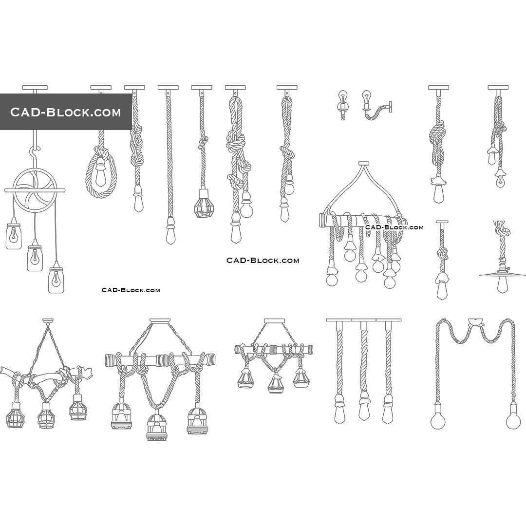Rope Hanging Light - CAD Blocks, AutoCAD, DWG