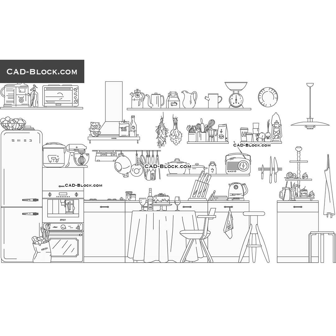 Kitchen Set - CAD Blocks, AutoCAD, DWG
