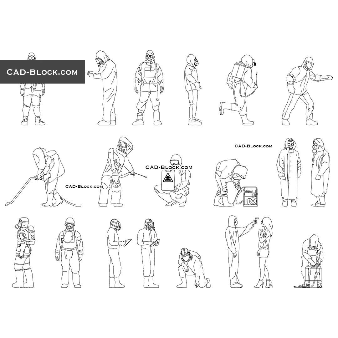 People in Hazmat Suits - CAD Blocks, AutoCAD, DWG