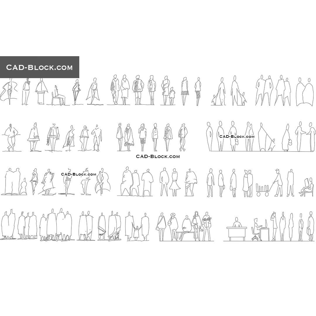 Sketch Human - CAD Blocks, AutoCAD, DWG