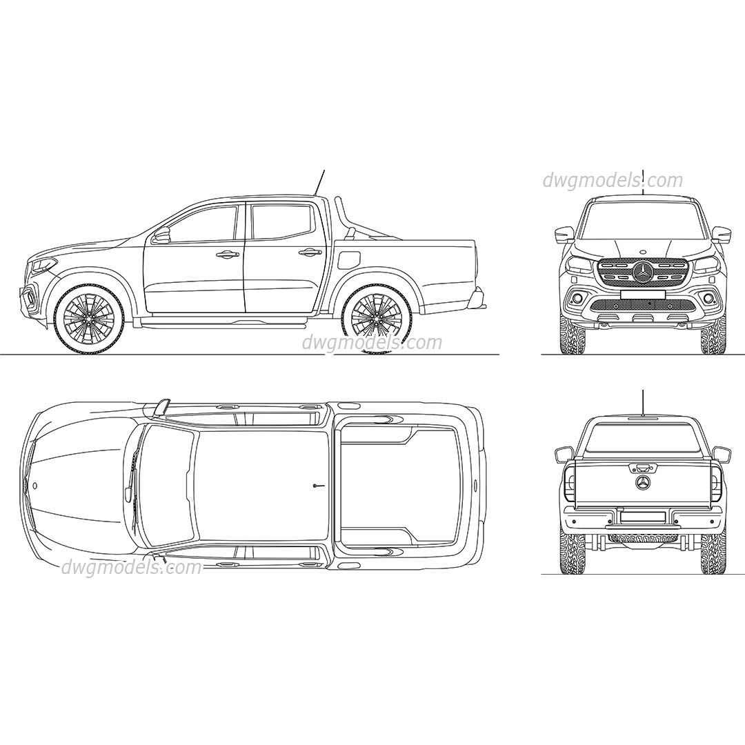 Mercedes-Benz X-Class - drawing for 3D modeling