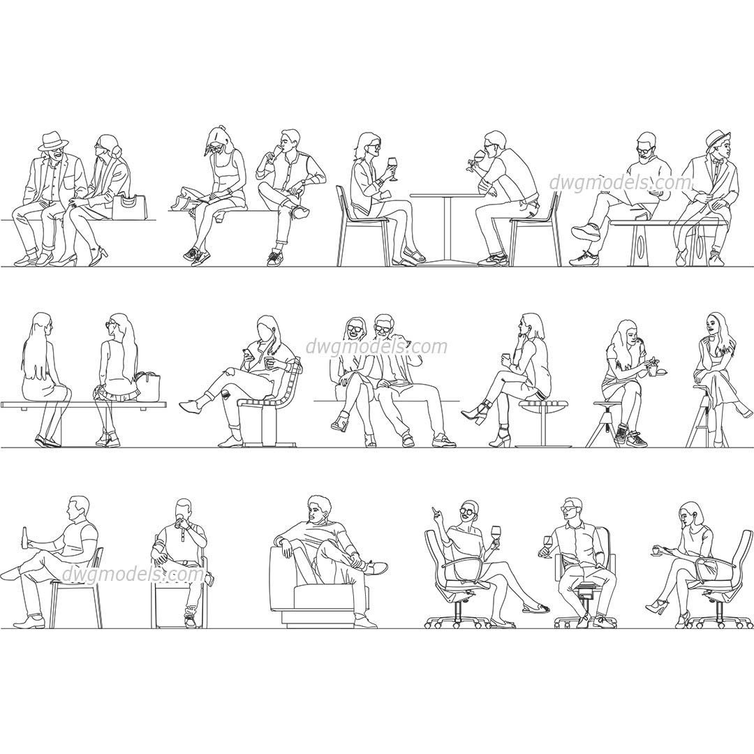 Sitting Person Set - DWG File (AutoCAD)