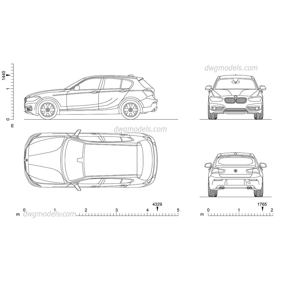 BMW 1 Series - drawing for 3D modeling