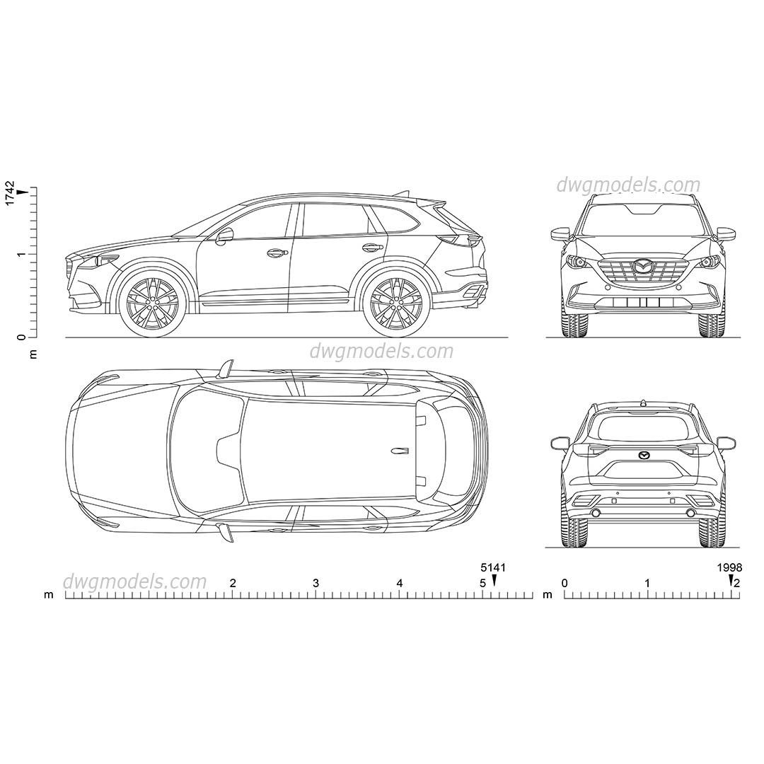 Mazda CX-9 - drawing for 3D modeling