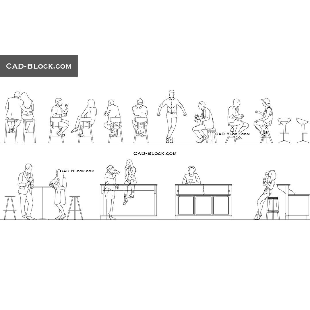 People in a Bar - CAD Blocks, AutoCAD, DWG