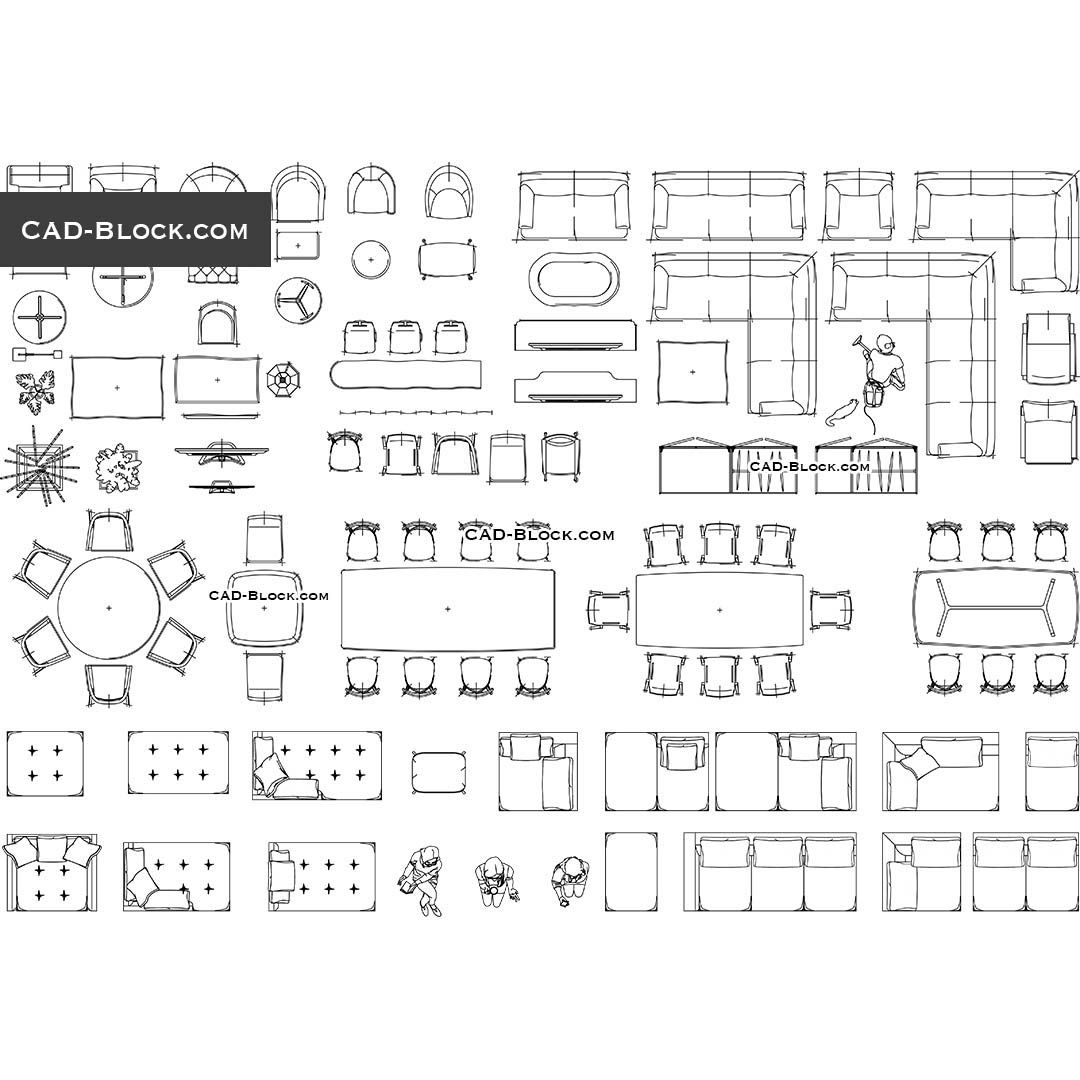 Living Room Furniture in Plan - CAD Blocks, AutoCAD, DWG