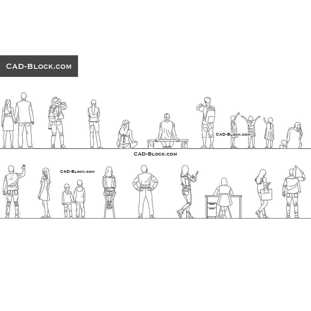 People Back View - CAD Blocks, AutoCAD, DWG