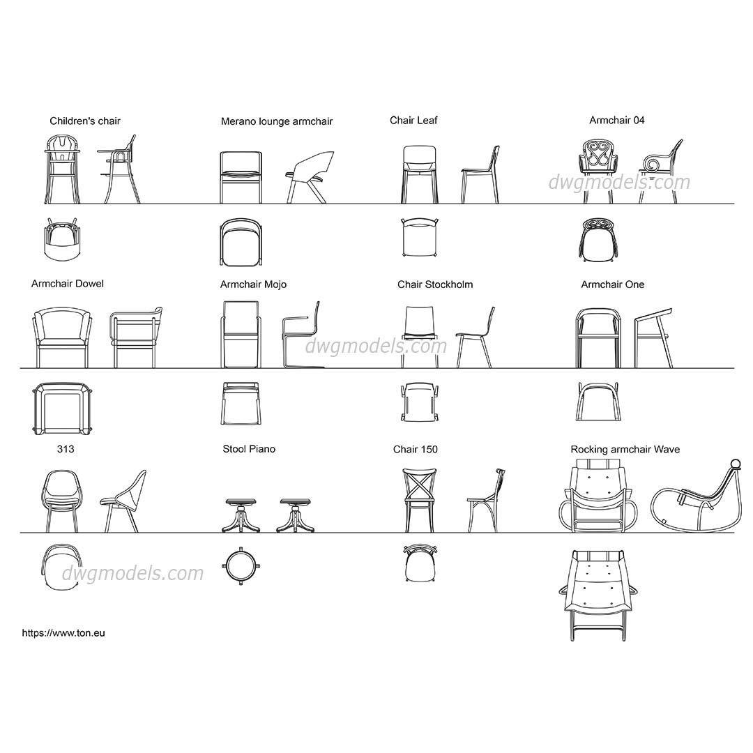 Armchairs and Chairs - DWG File (AutoCAD)