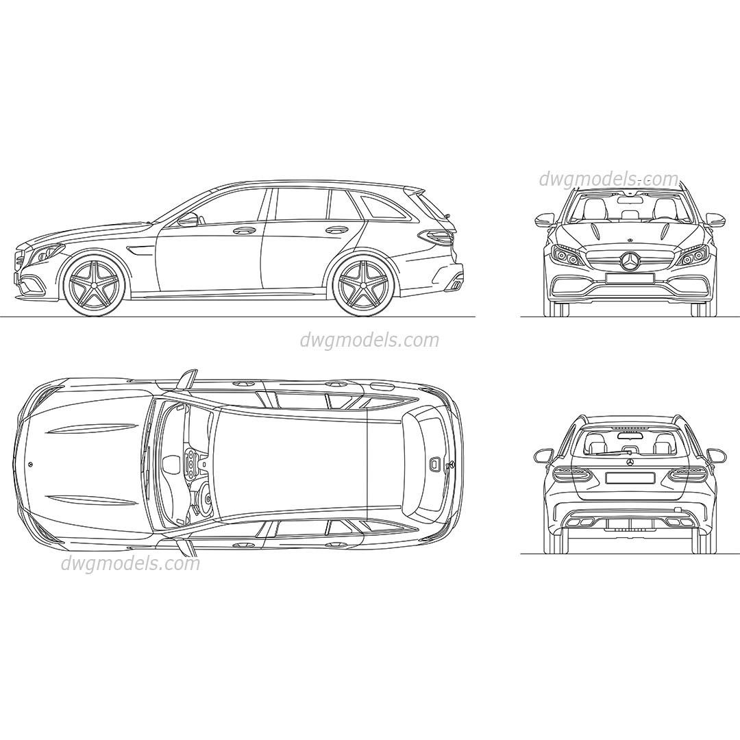 Mercedes-Benz AMG C63 (2016) - drawing for 3D modeling