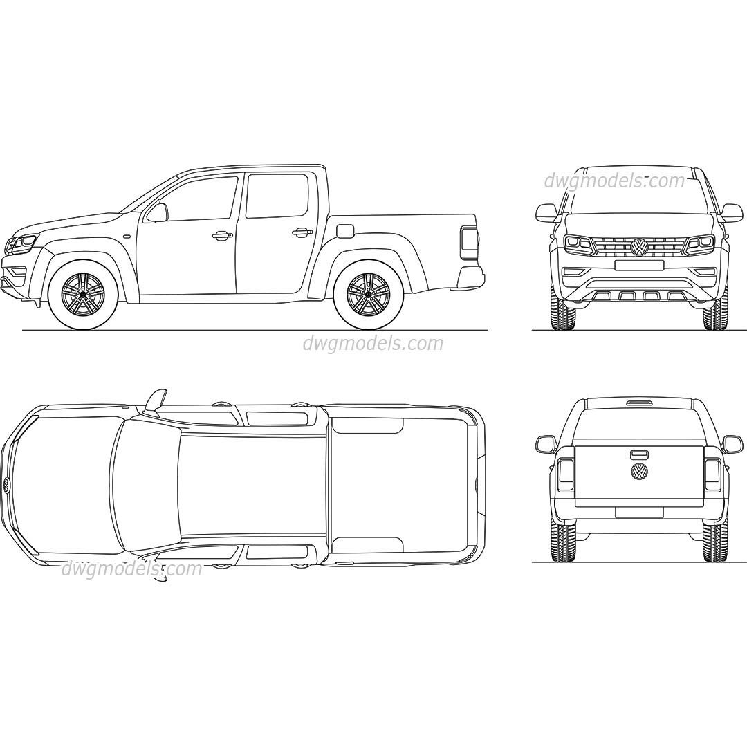 Volkswagen Amarok (2017) - drawing for 3D modeling