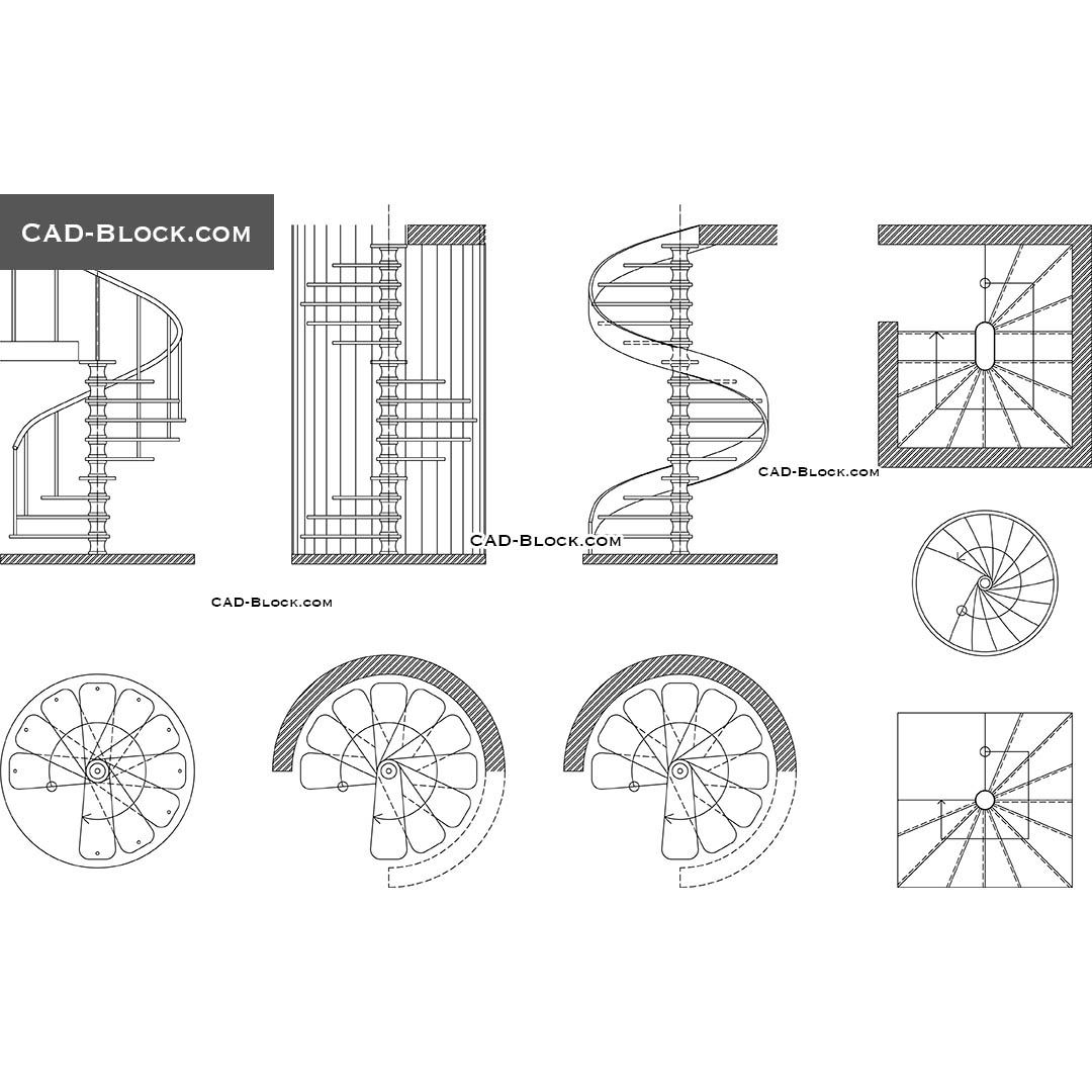 Spiral Staircase - CAD Blocks, AutoCAD, DWG