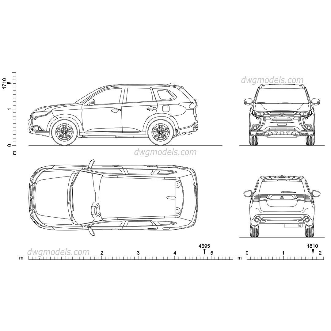 Mitsubishi Outlander (2017) - drawing for 3D modeling
