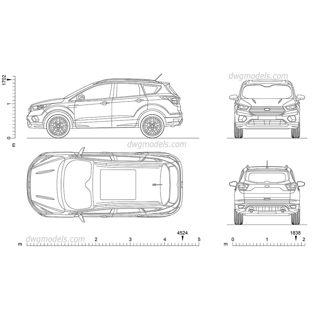 Ford Kuga (2017) - drawing for 3D modeling