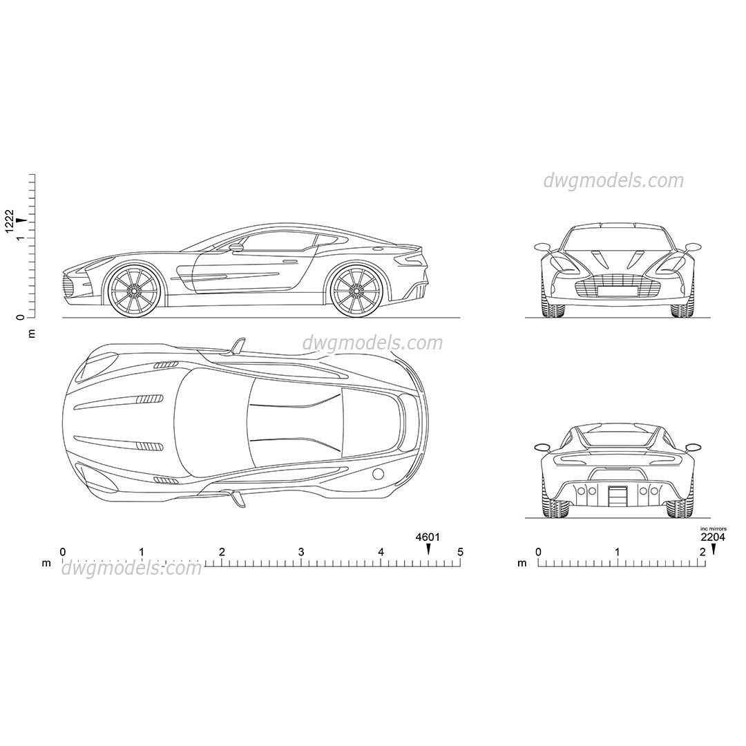Aston Martin One-77 - drawing for 3D modeling