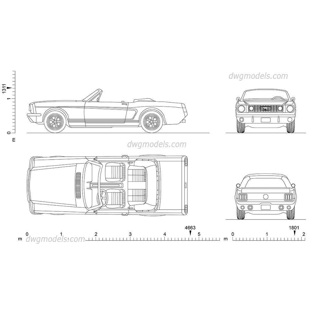 Ford Mustang (1965) - drawing for 3D modeling