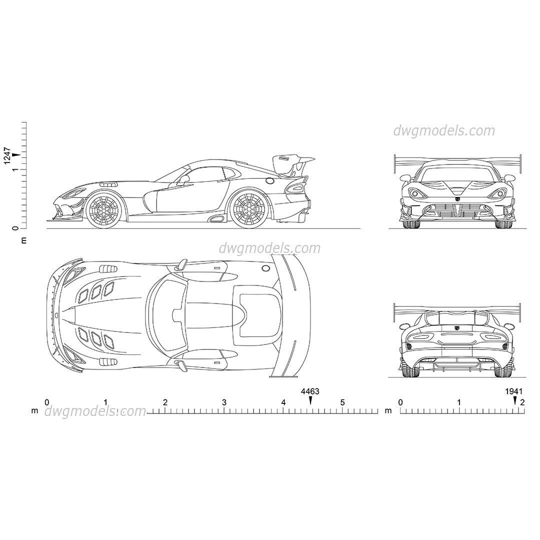 Dodge Viper ACR - drawing for 3D modeling