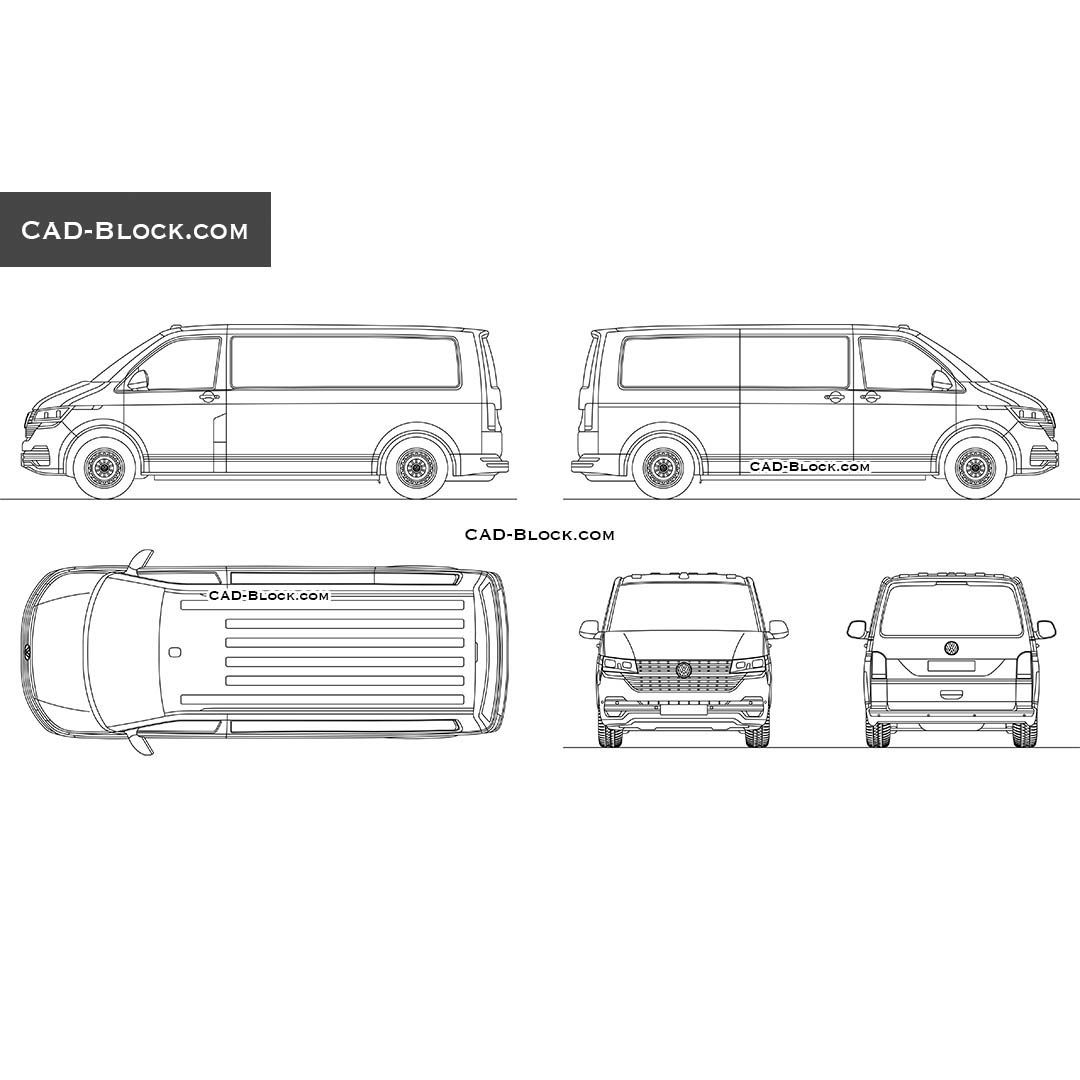 Volkswagen Transporter T6 - Vector car drawings