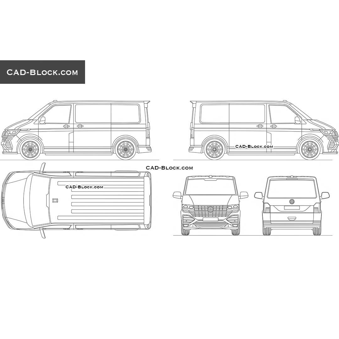 Volkswagen Transporter T6.1 Sportline - Vector car drawings