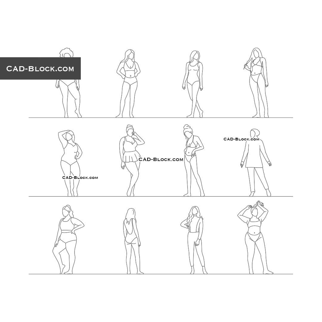 Women in Swimsuit - CAD Blocks, AutoCAD, DWG