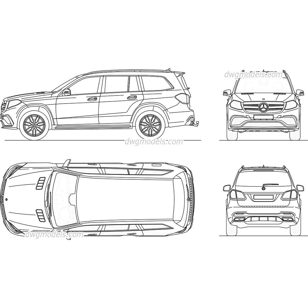 Mercedes-Benz GLS 2016 - drawing for 3D modeling