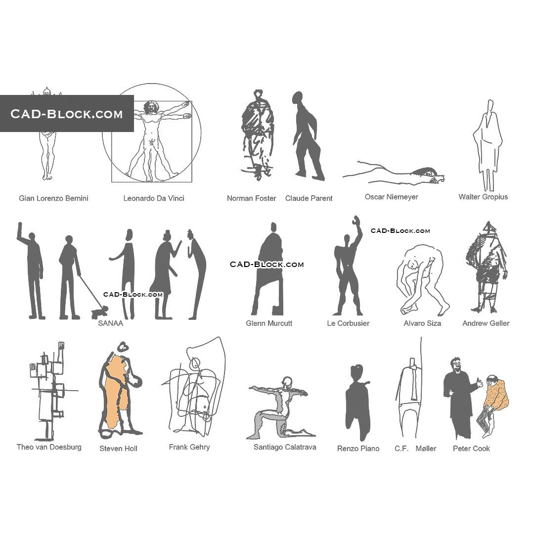 Architects' Human Figure - CAD Blocks, AutoCAD, DWG