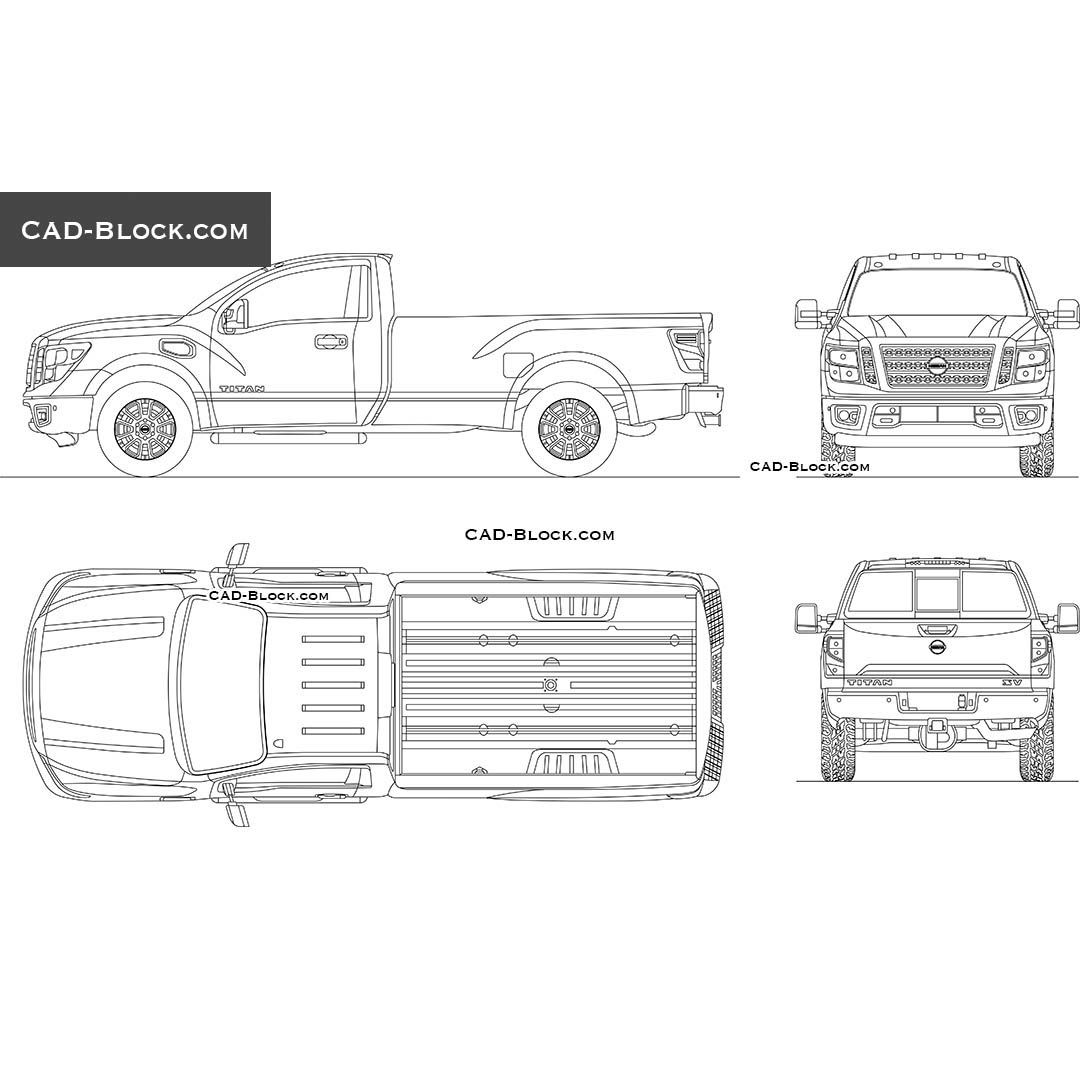 Nissan Titan Single Cab - Vector car drawings