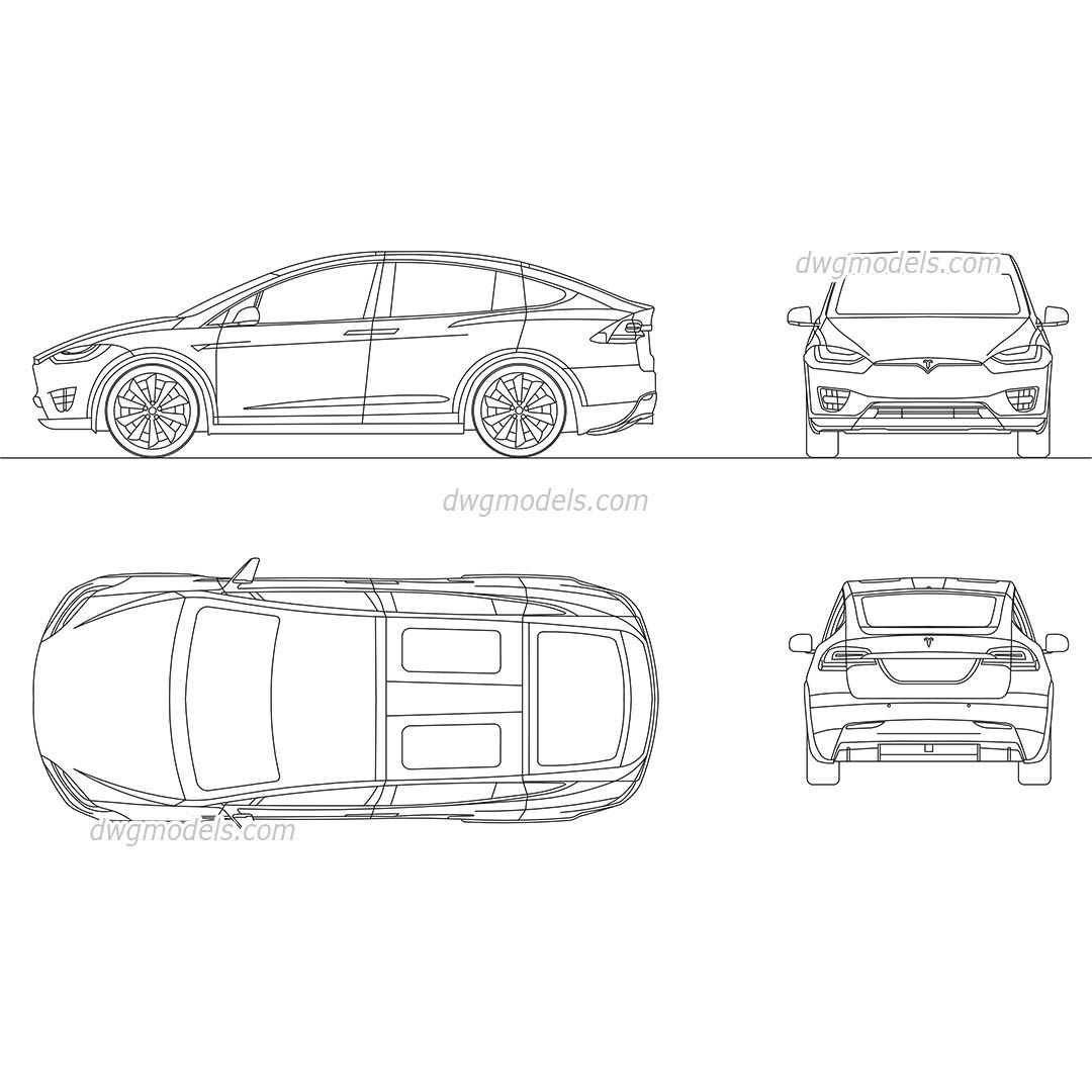 Tesla Model X - drawing for 3D modeling