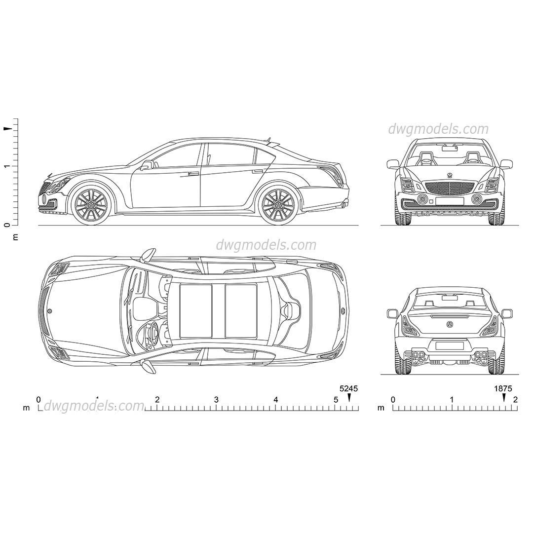 Mercedes-Benz S-Class (2018 Prototype) - drawing for 3D modeling