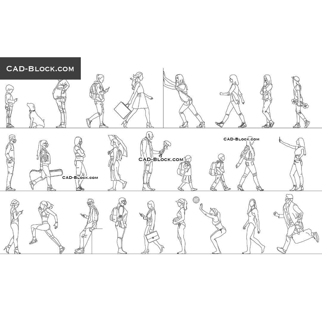 People Side View - CAD Blocks, AutoCAD, DWG