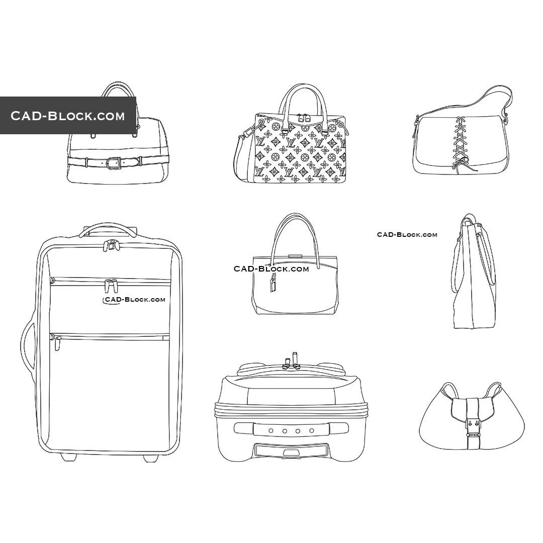 Suitcase and Bag - CAD Blocks, AutoCAD, DWG