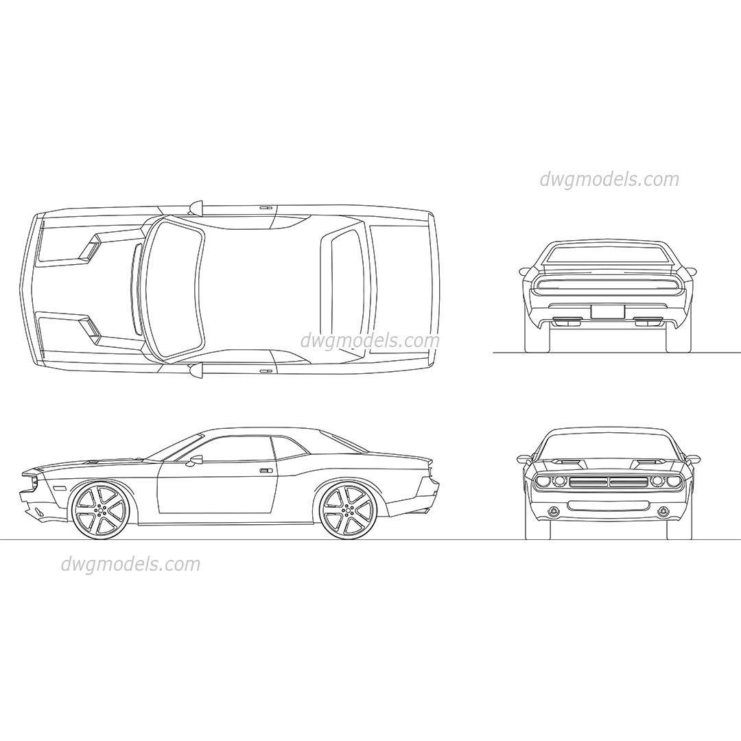 Dodge Challenger 2008 - drawing for 3D modeling
