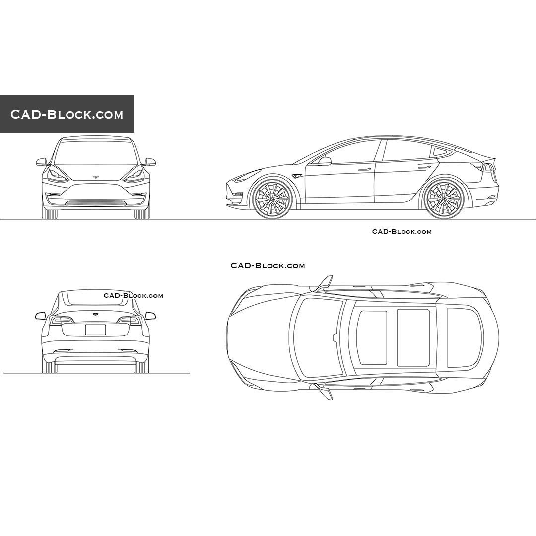 Tesla Model 3 - Vector car drawings
