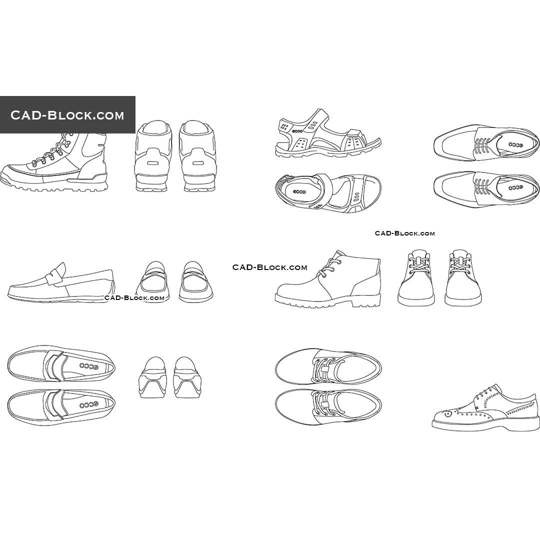 Men's Shoes - CAD Blocks, AutoCAD, DWG