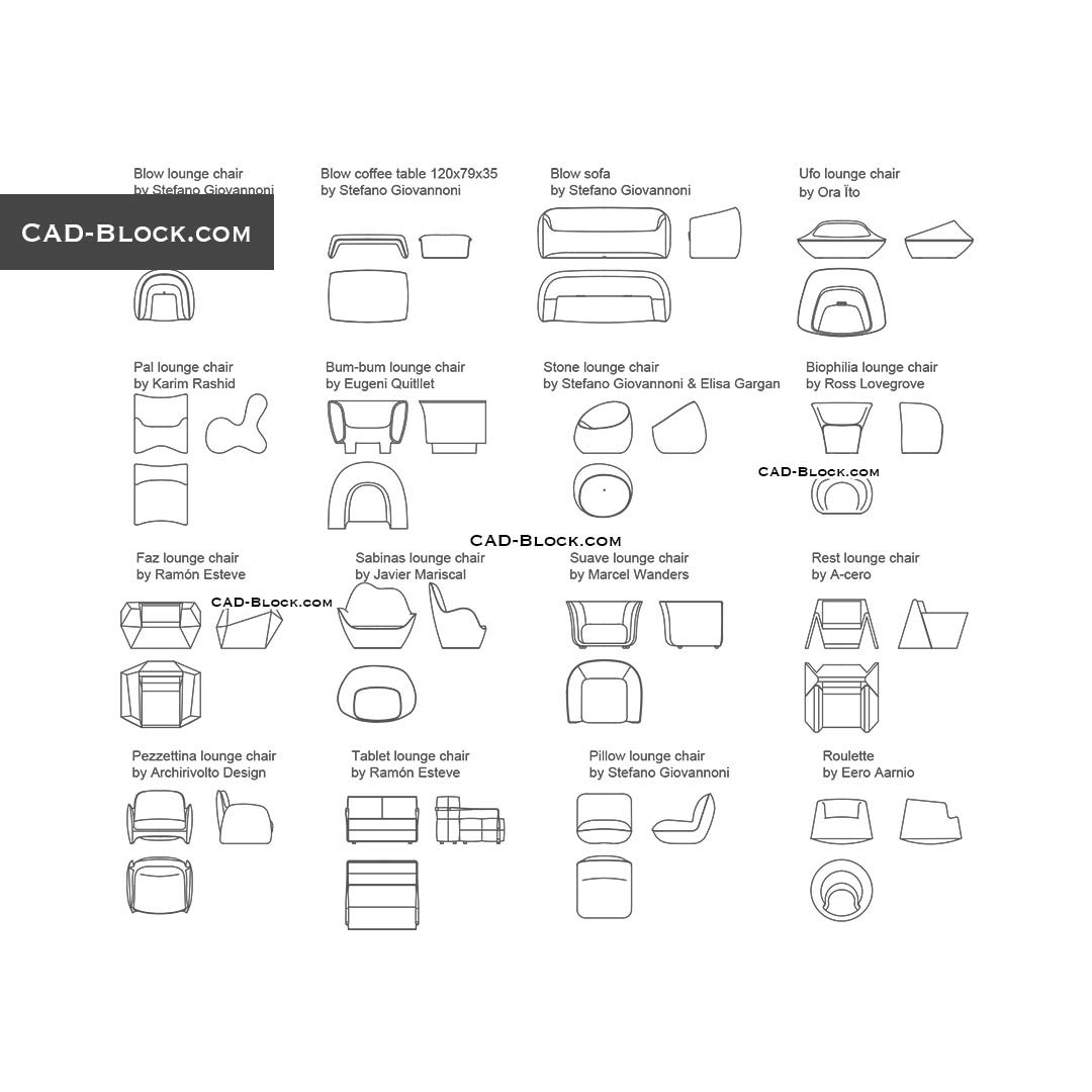 Cad Table Chairs Chairs And Armchairs DWG, Free CAD Blocks Download
