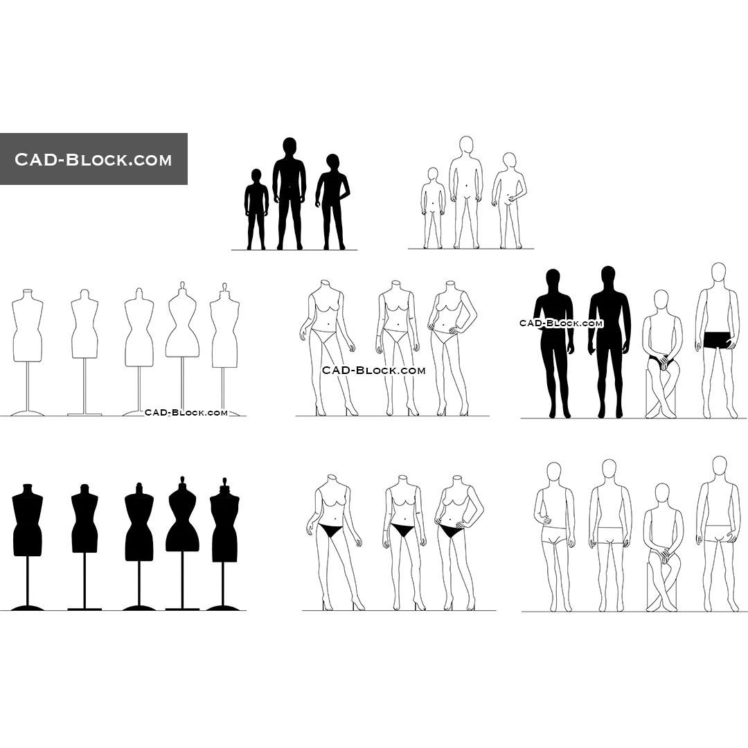 Fashion Mannequins - CAD Blocks, AutoCAD, DWG