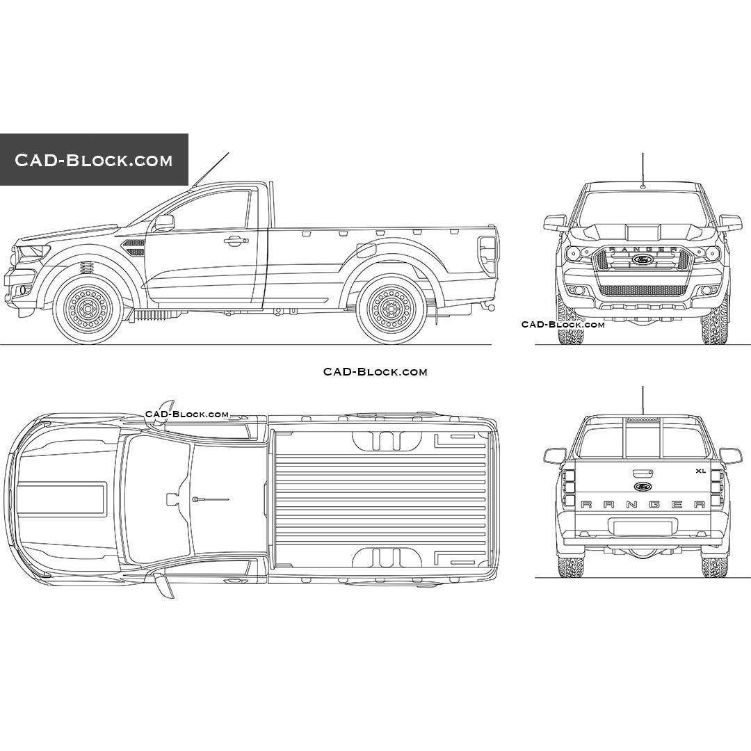Ford Ranger XL Single Cab - Vector car drawings
