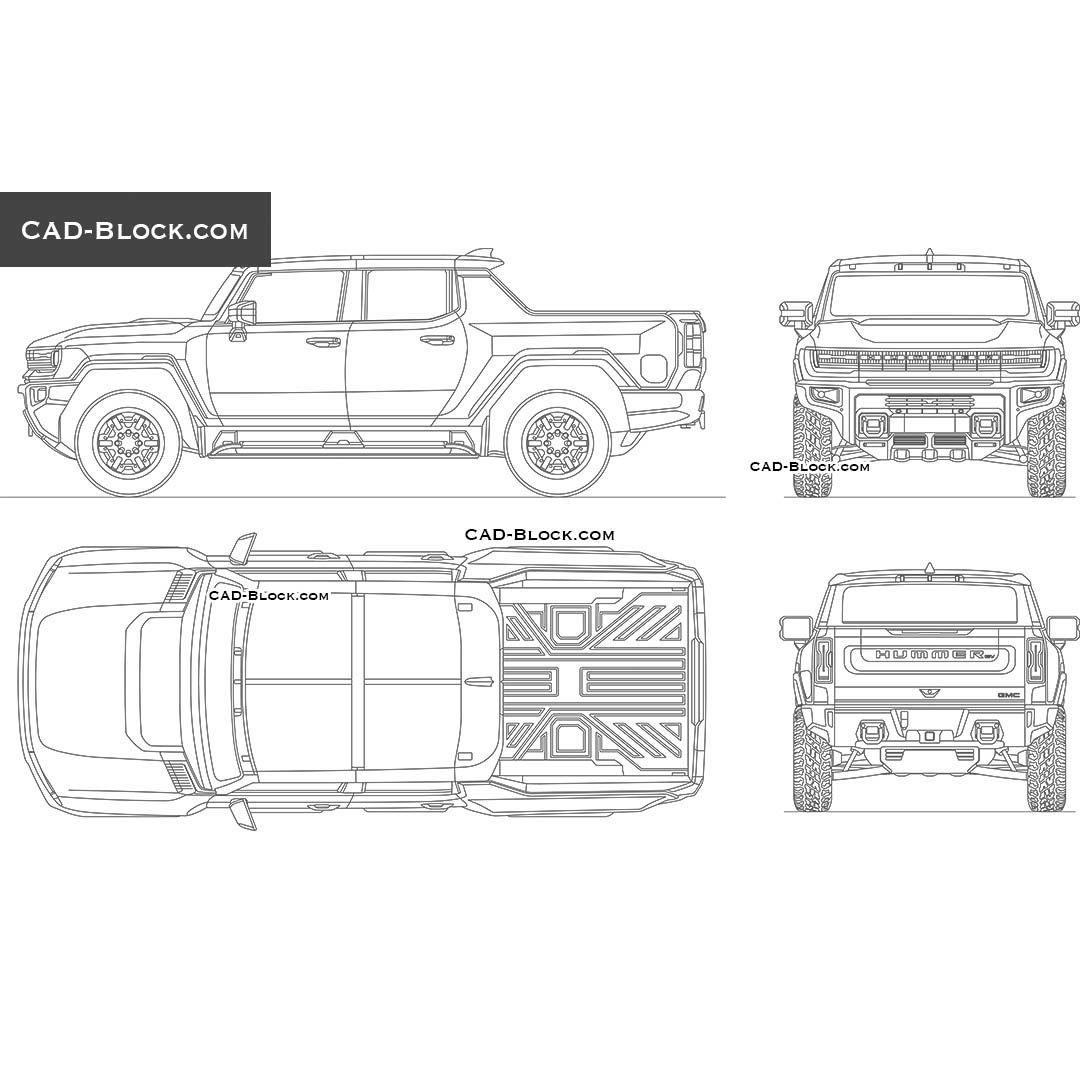 GMC HUMMER EV Pickup - Vector car drawings