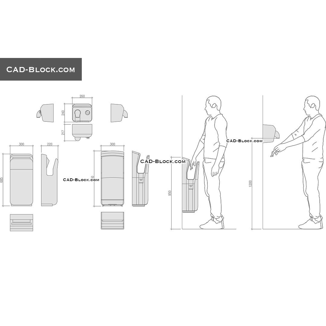 Hand Dryer - CAD Blocks, AutoCAD, DWG