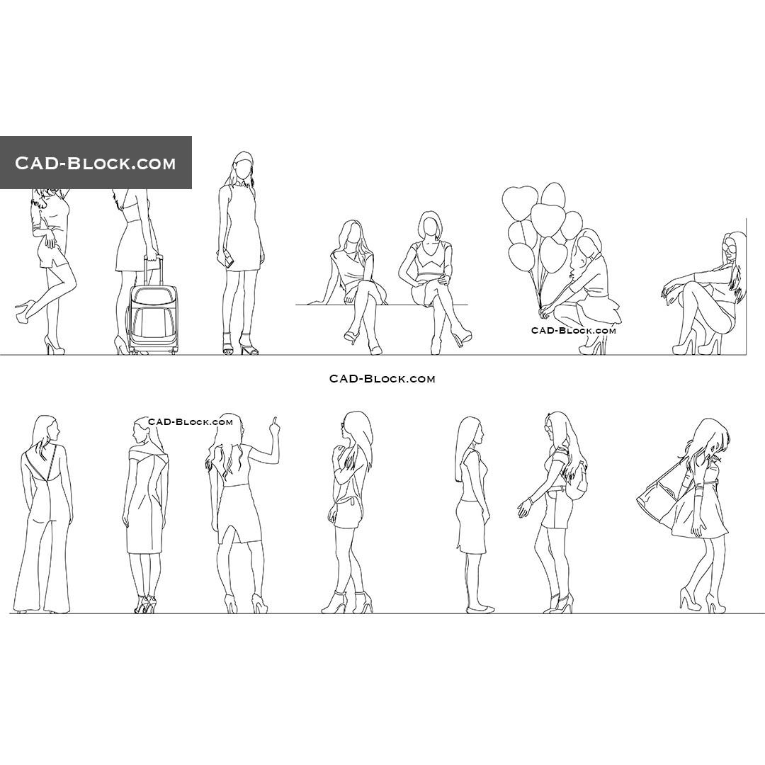 Girls. Set 1 - CAD Blocks, AutoCAD, DWG