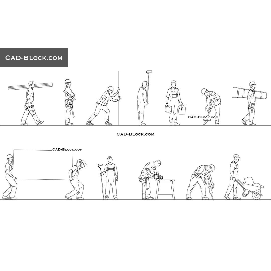 Building Workers - CAD Blocks, AutoCAD, DWG