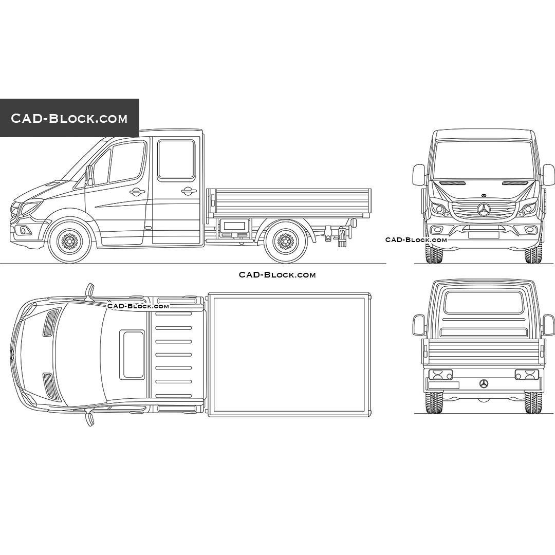 Mercedes-Benz Sprinter Pick-Up - Vector car drawings