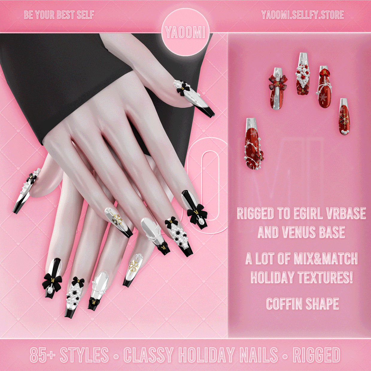 Classy Holiday Nails for VRChat | Christmas