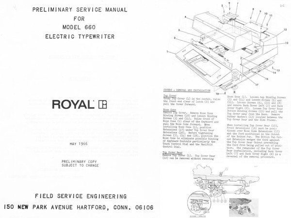 1966 Royal 660 Electric Standard Desktop Typewriter Se